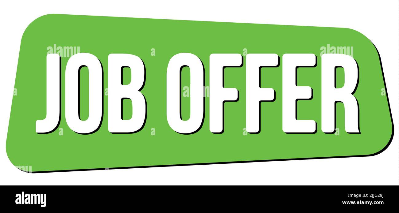 JOB OFFER text written on green trapeze stamp sign Stock Photo - Alamy