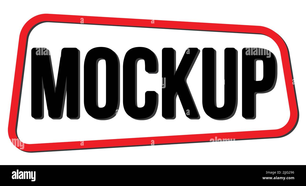 MOCKUP text written on red-black trapeze stamp sign Stock Photo - Alamy