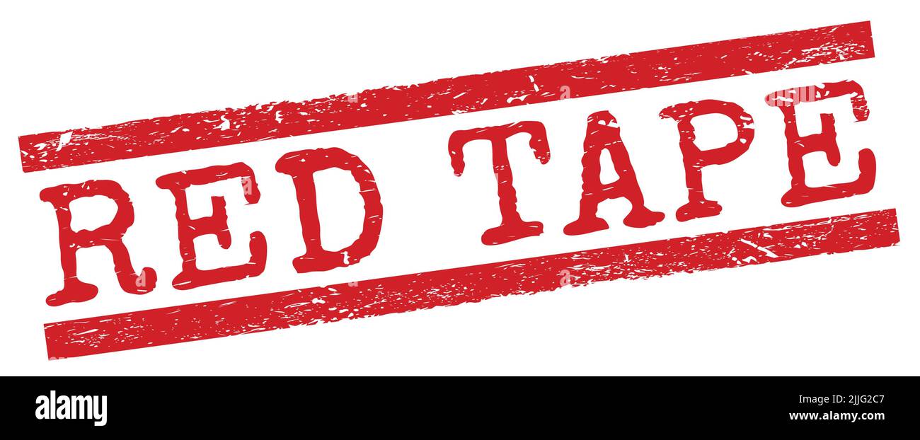 RED TAPE text written on red grungy lines stamp sign Stock Photo - Alamy