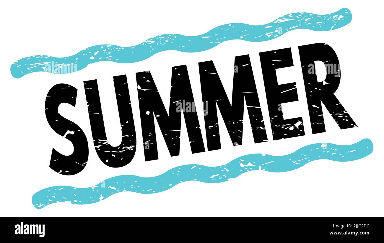 SUMMER text written on blue-black lines stamp sign Stock Photo - Alamy