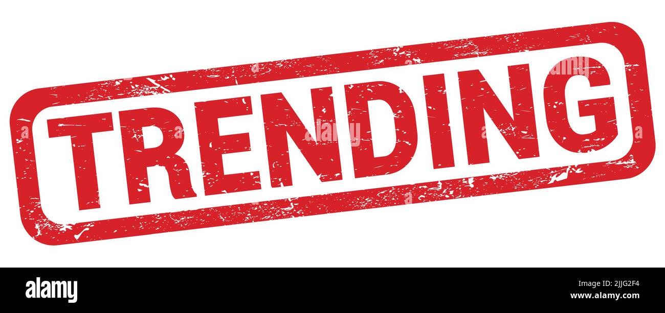 TRENDING text written on red rectangle stamp sign Stock Photo - Alamy