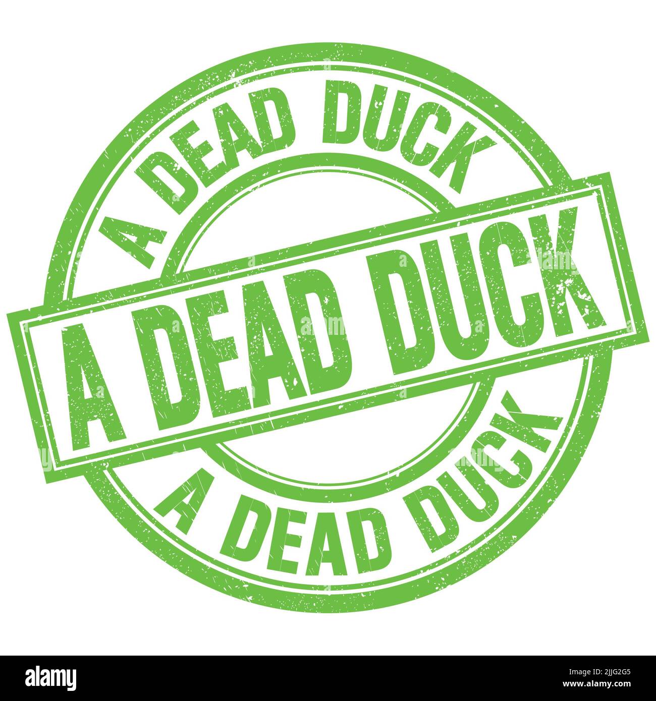 A DEAD DUCK text written word on green round stamp sign Stock Photo - Alamy