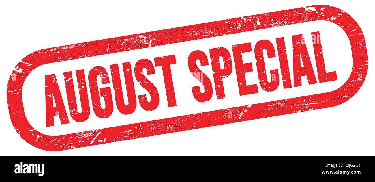 AUGUST SPECIAL, text on red rectangle stamp sign Stock Photo - Alamy