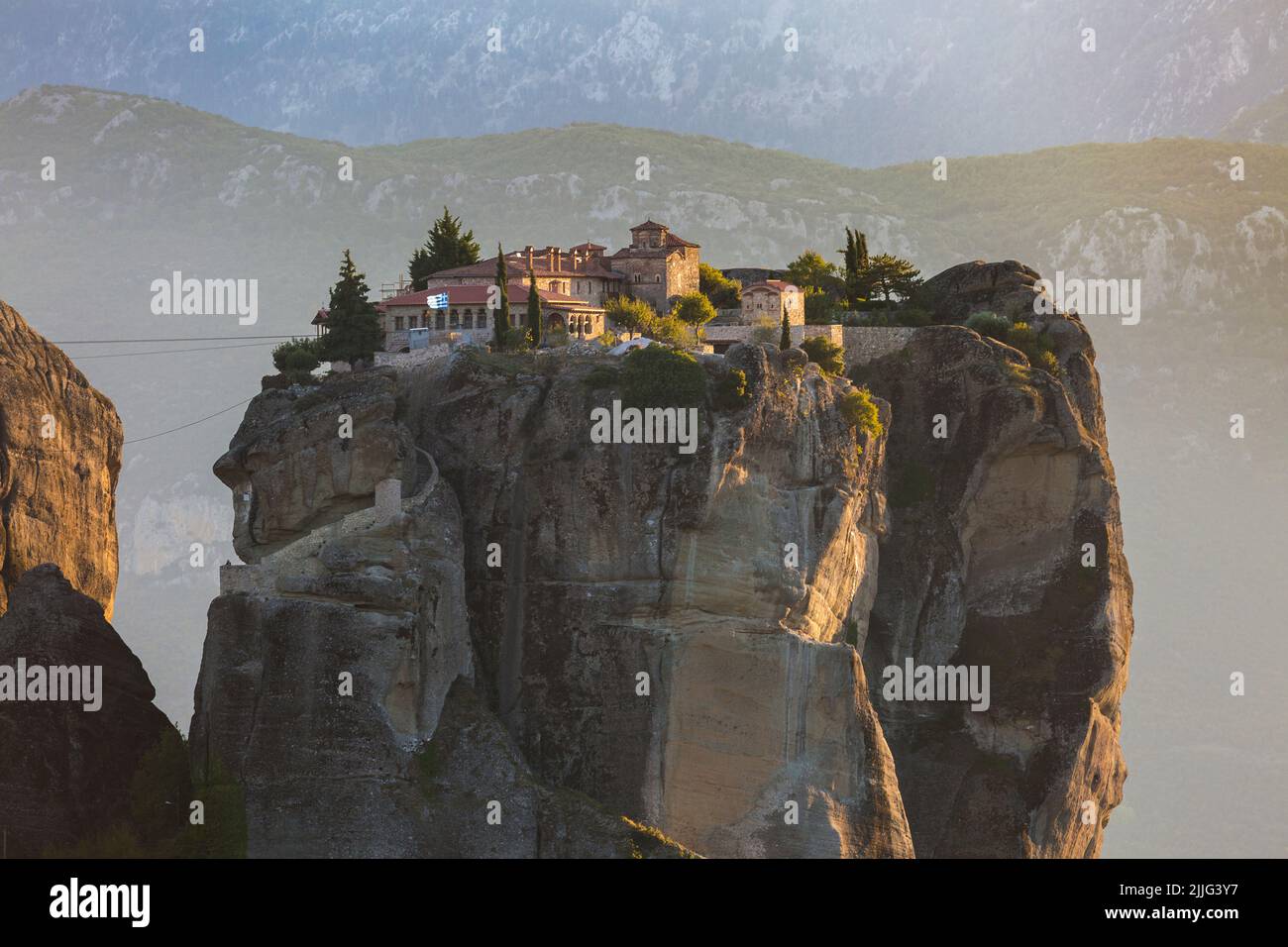 The huge rock pillars formation of Meteora, weathering by water, wind ...