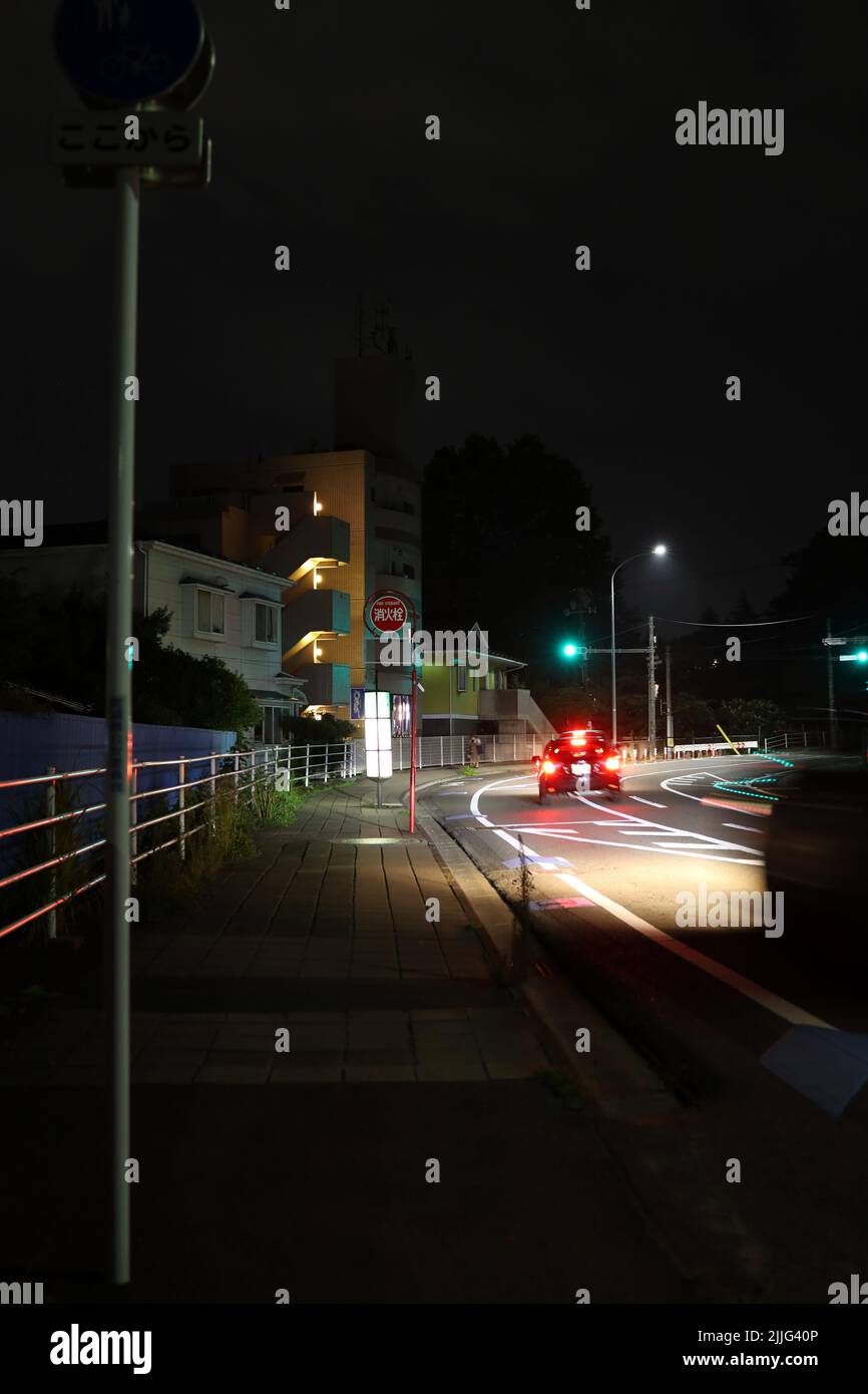 Sendai City, Miyagi Prefecture Japan, July 2022. A bus stop and a ...