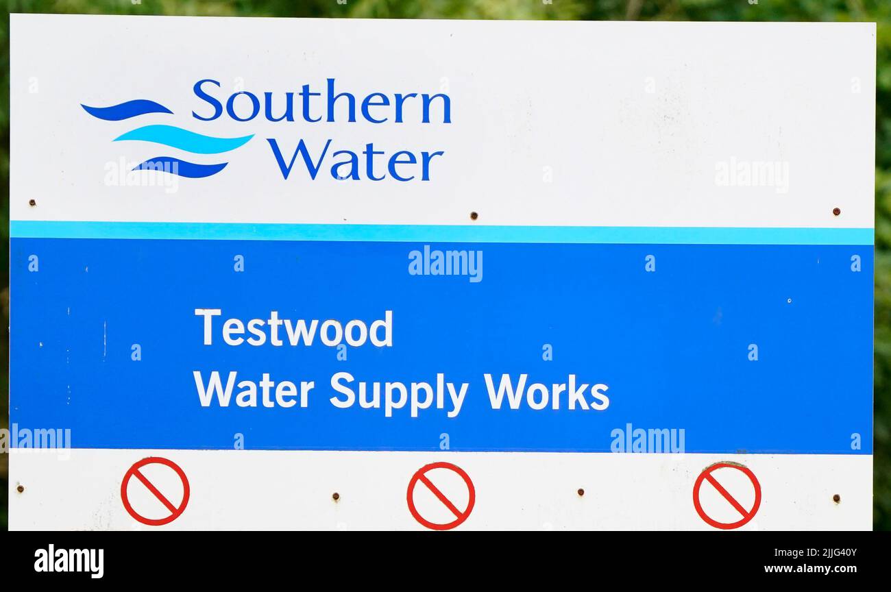 A view of a sign for the Southern Water run Testwood Water supply works ...