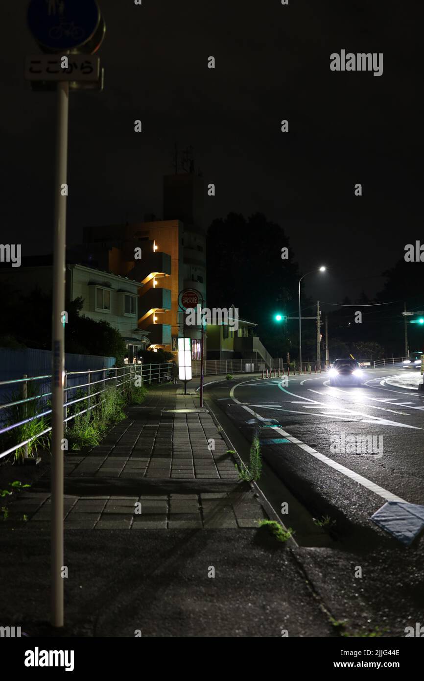Sendai City, Miyagi Prefecture Japan, July 2022. A bus stop and a ...