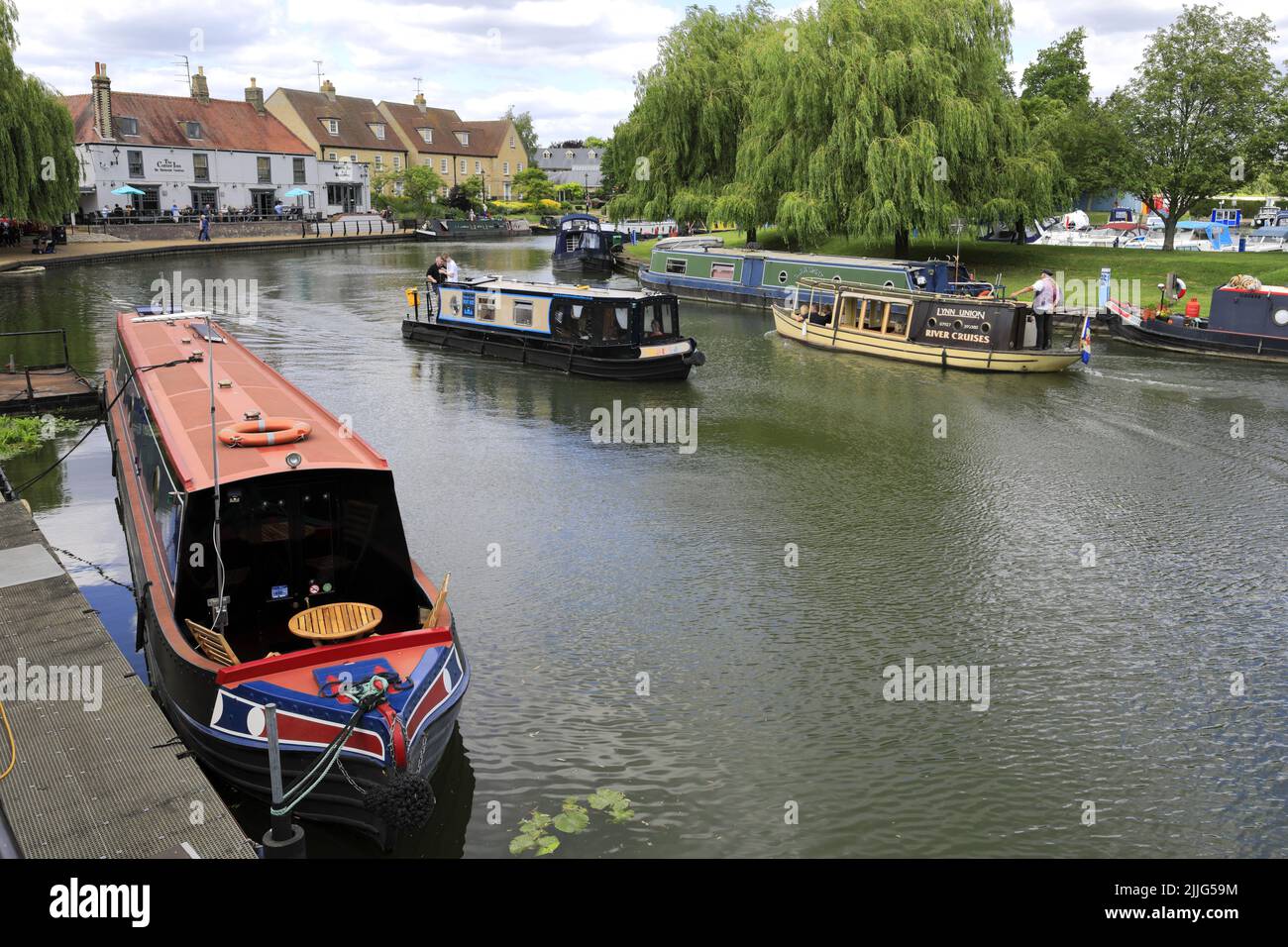 The river Great Ouse embankment, Ely City, Cambridgeshire, England, UK ...