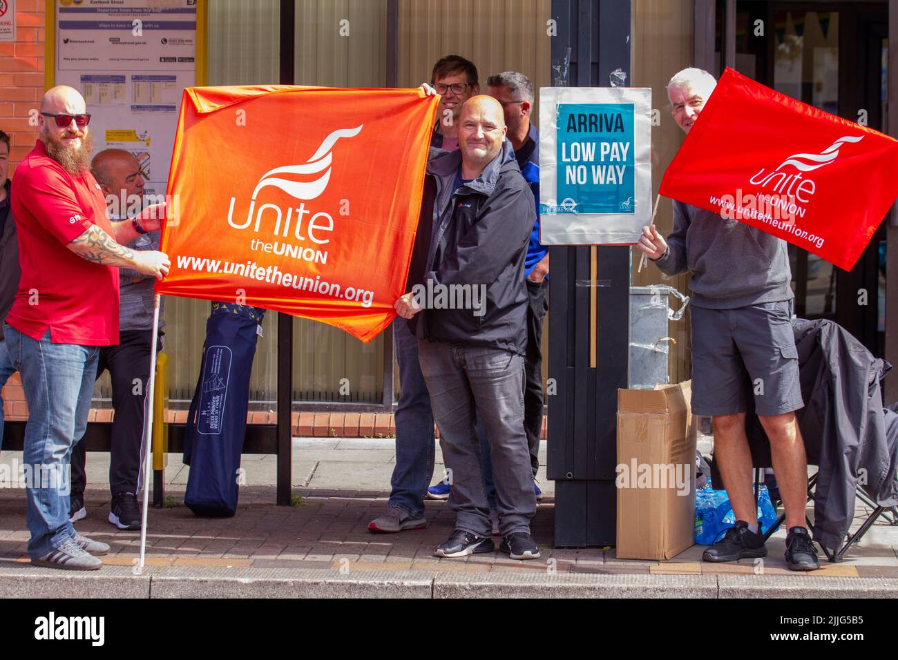 Unite Union strikers in Southport, Merseyside. UK 26 July 2022. 'Low ...
