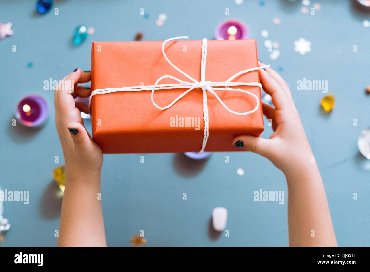 christmas present red gift box surprise reward Stock Photo - Alamy