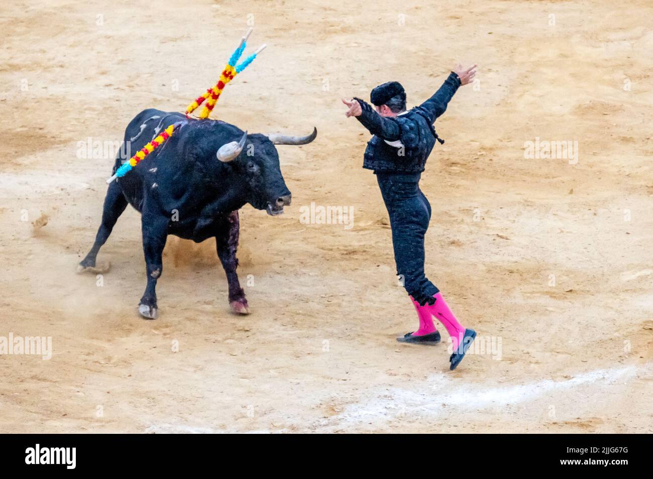 Valencia, Spain - July 16, 2022: Bullfight during the Summer festival ...