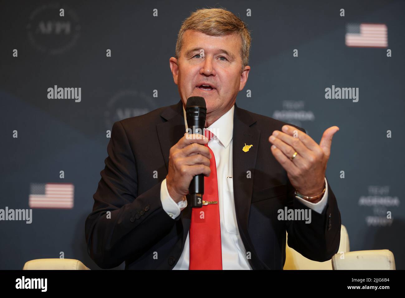 Secretary of State of West Virginia, Mac Warner, speaks during the ...