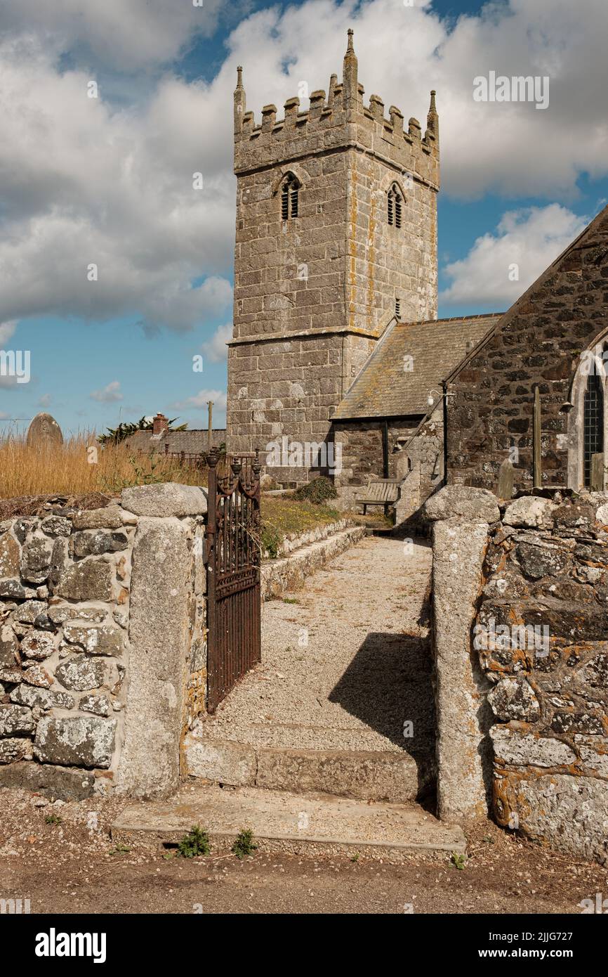 Exterior of St Corentine's Church, Cury Stock Photo - Alamy