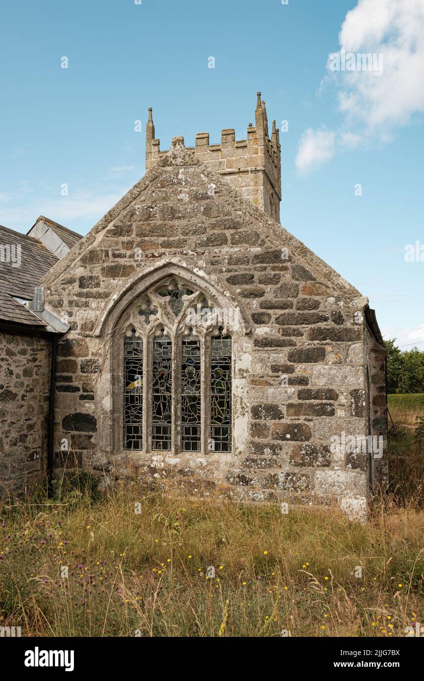 Exterior of St Corentine's Church, Cury Stock Photo - Alamy
