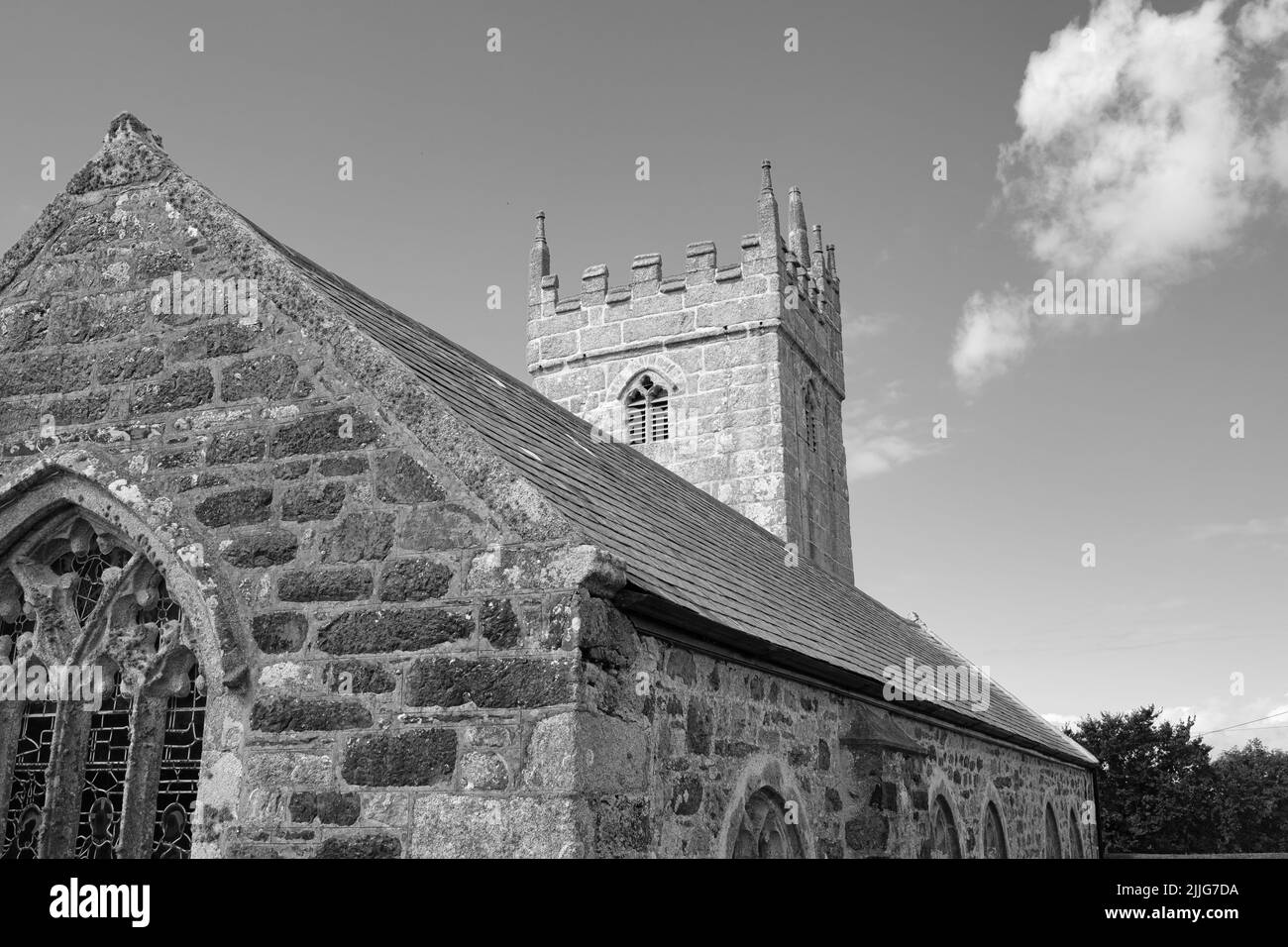 Exterior of St Corentine's Church, Cury Stock Photo - Alamy