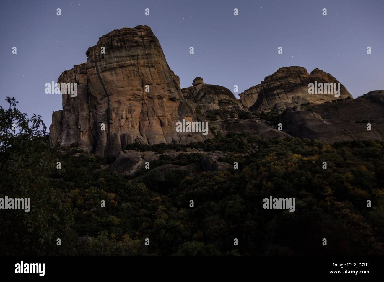 A Beautiful misty layers of mountains in Meteora near Kalabaka in ...