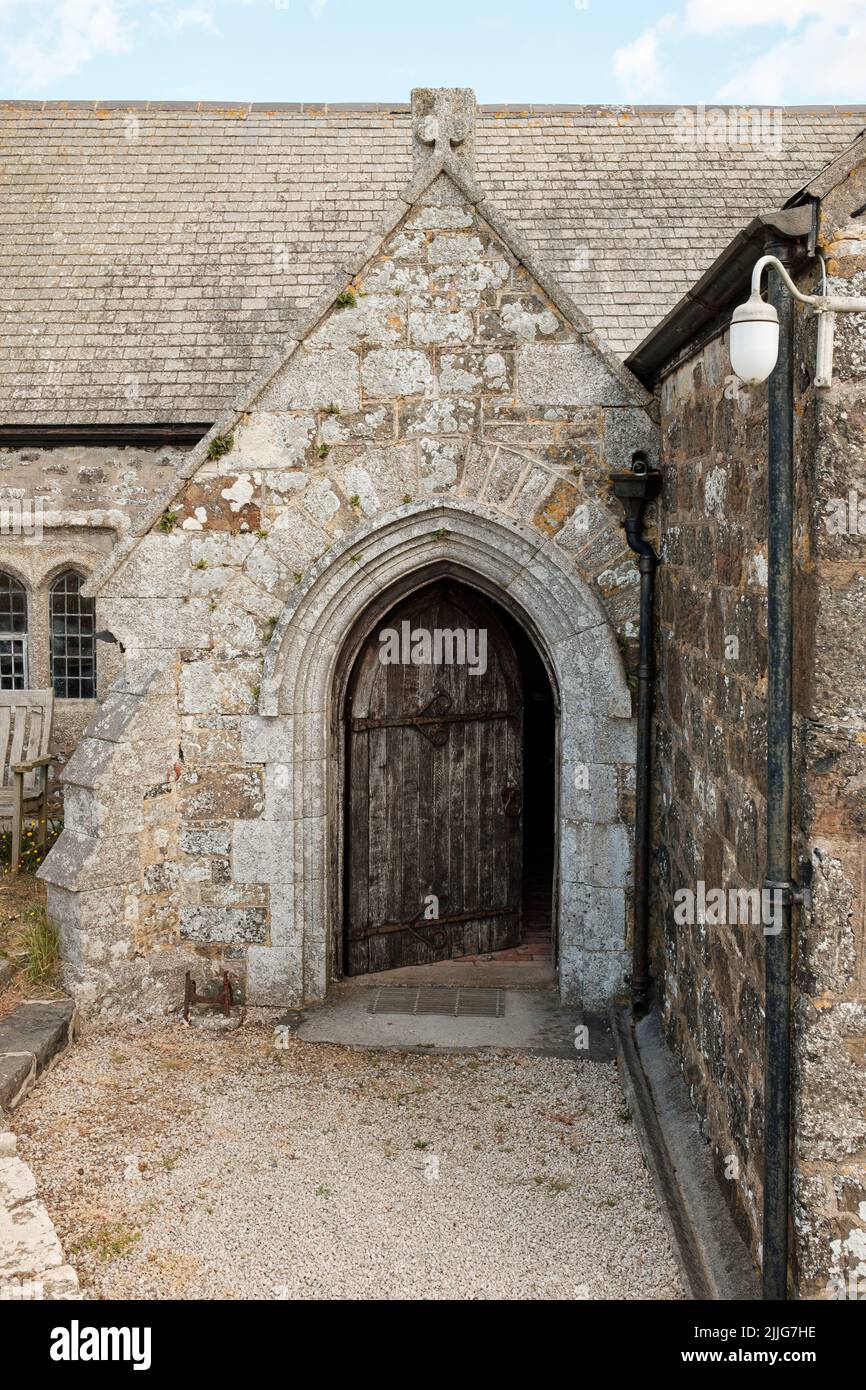 Exterior of St Corentine's Church, Cury Stock Photo - Alamy