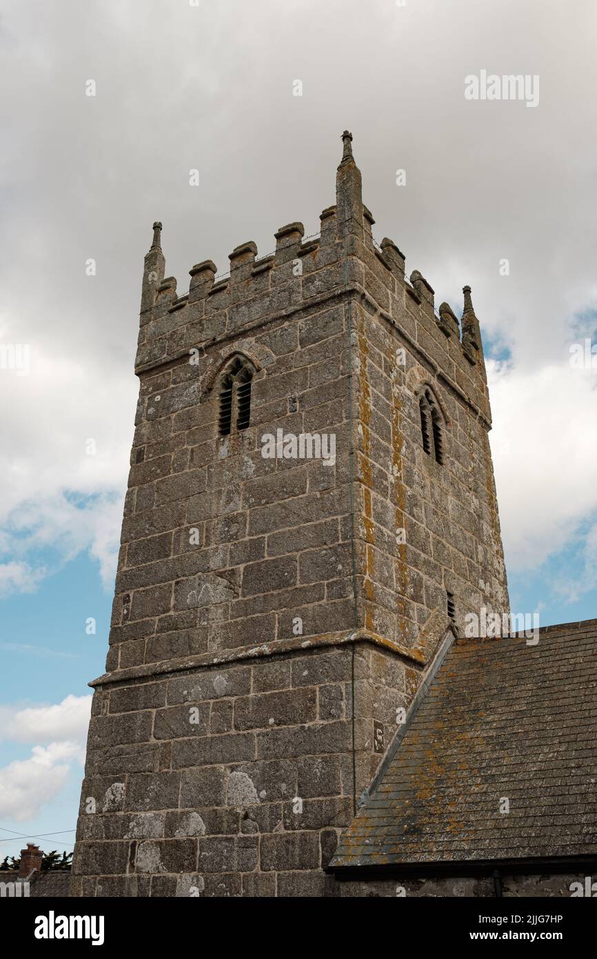 Exterior of St Corentine's Church, Cury Stock Photo - Alamy