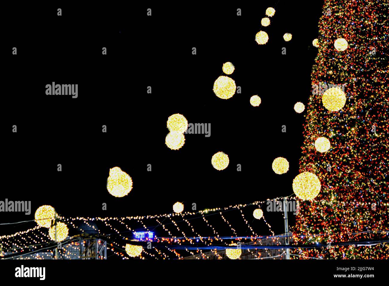 Beautiful Christmas tree and New Year's tree decorated multi-colored ...