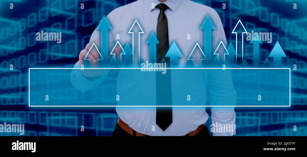 Businessman Pointing On Frame With Multiple Arrows Going Up In An ...