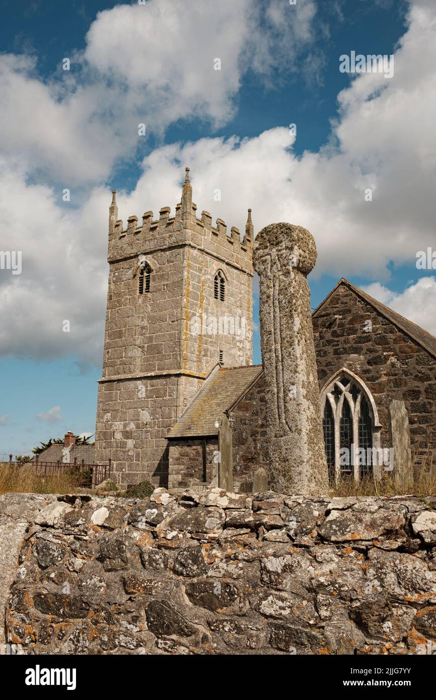 Exterior of St Corentine's Church, Cury Stock Photo - Alamy