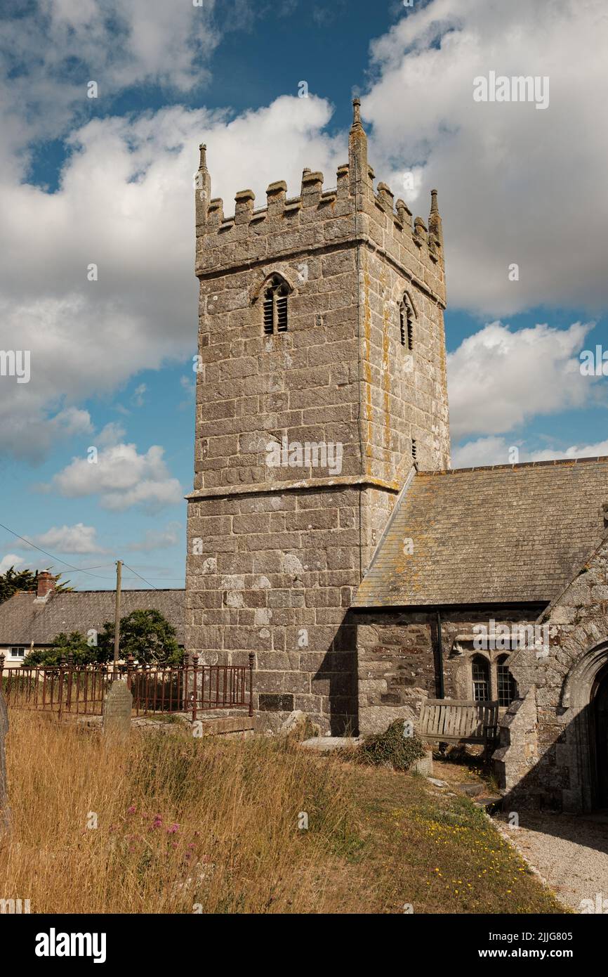 Exterior of St Corentine's Church, Cury Stock Photo - Alamy