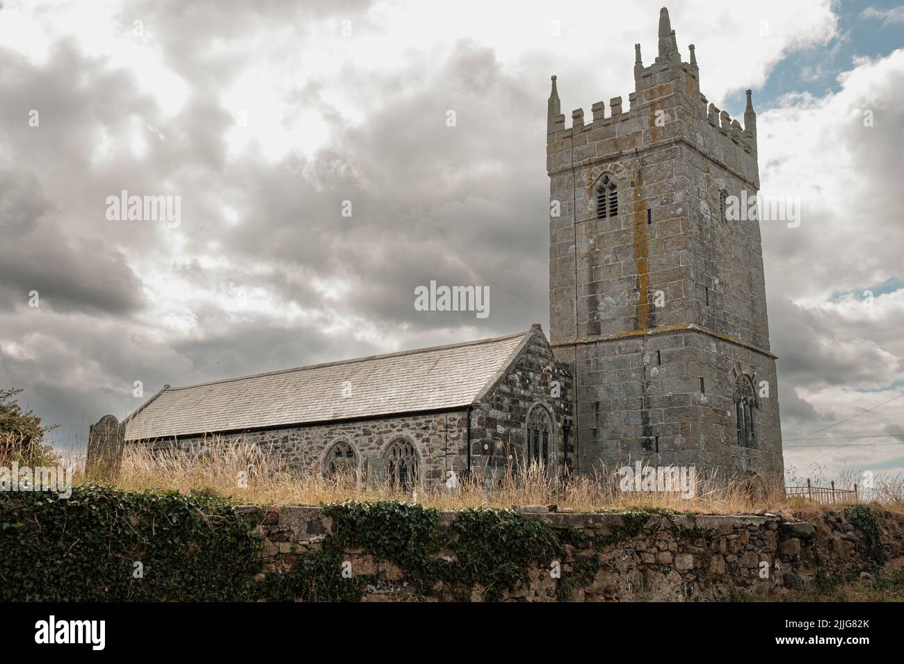 Exterior of St Corentine's Church, Cury Stock Photo - Alamy