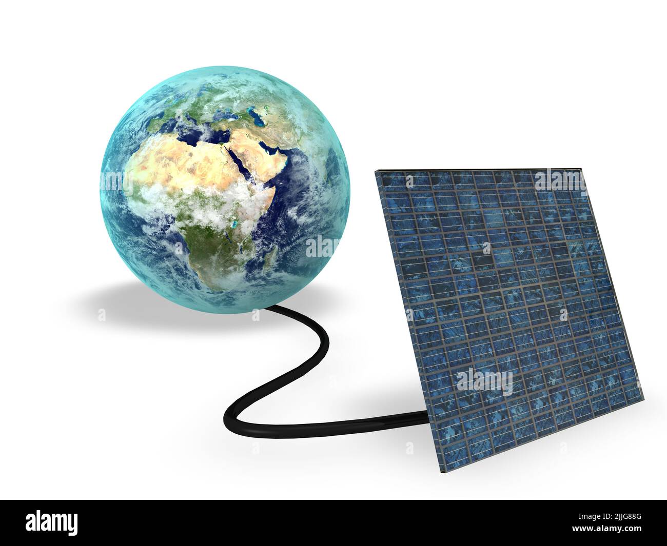 The earth globe connected to a solar panel - a sustainable energy ...