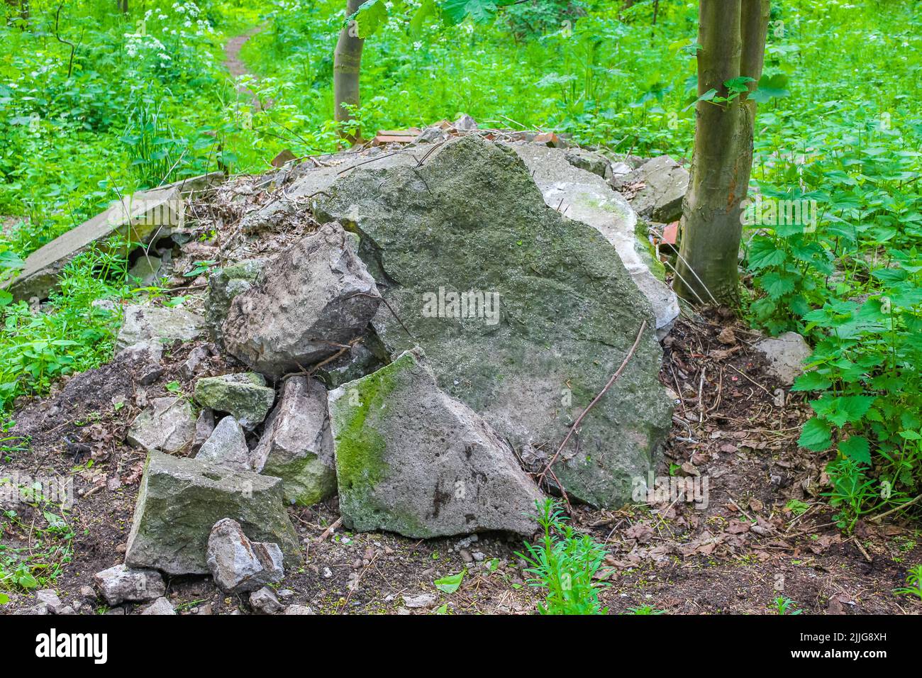 Natural beautiful panorama view with rock stones boulder pathway and ...