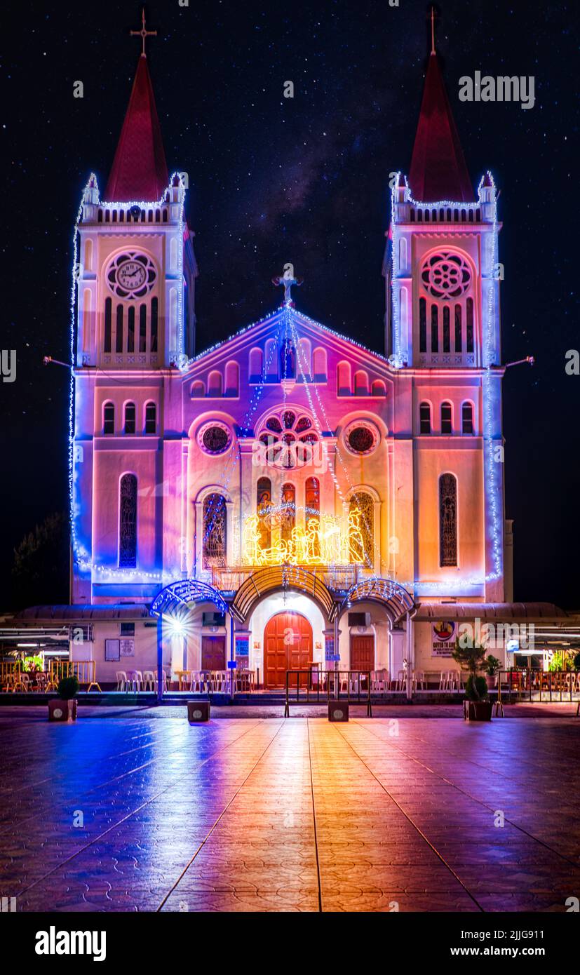 Baguio Cathedral at night under the starts Stock Photo - Alamy