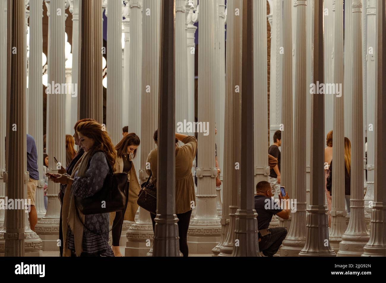 A view of people inside building of Museum of Art in Los Angeles Stock ...