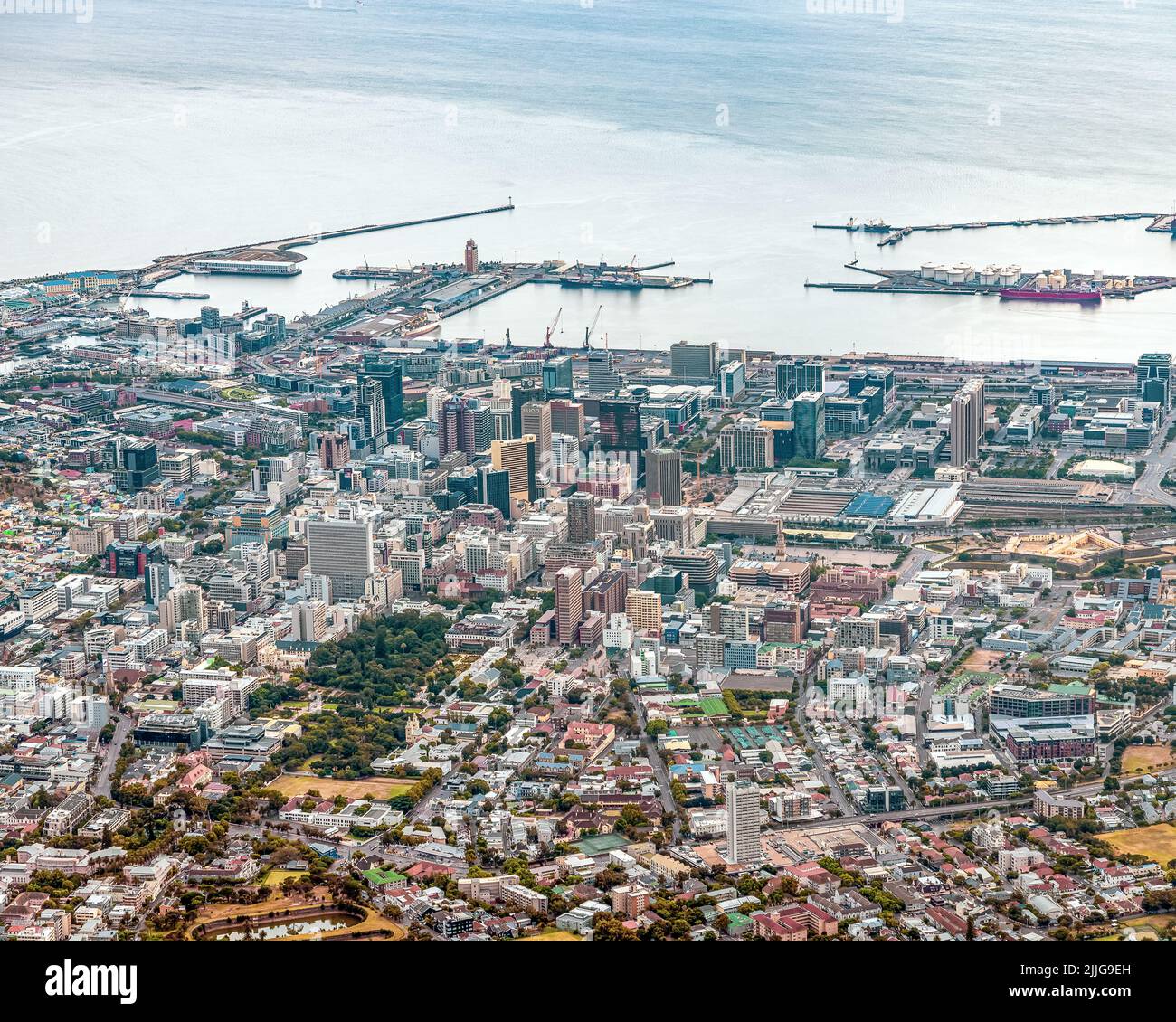 An aerial view of Victoria and Alfred waterfront harbour in Cape Town ...