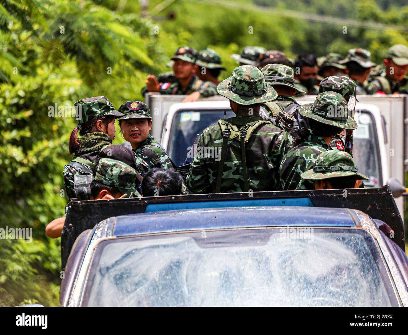 Karenni State, Myanmar. 4th July, 2022. The Karenni Nationalities Defence Force (KNDF) soldiers ...