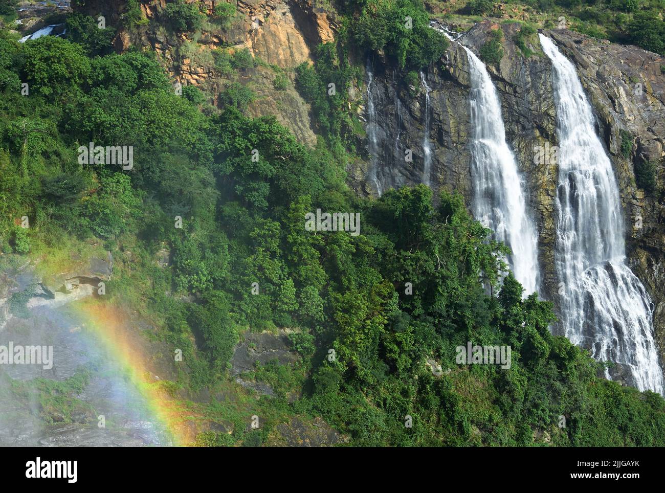 Rainbow & Water Falls Stock Photo - Alamy