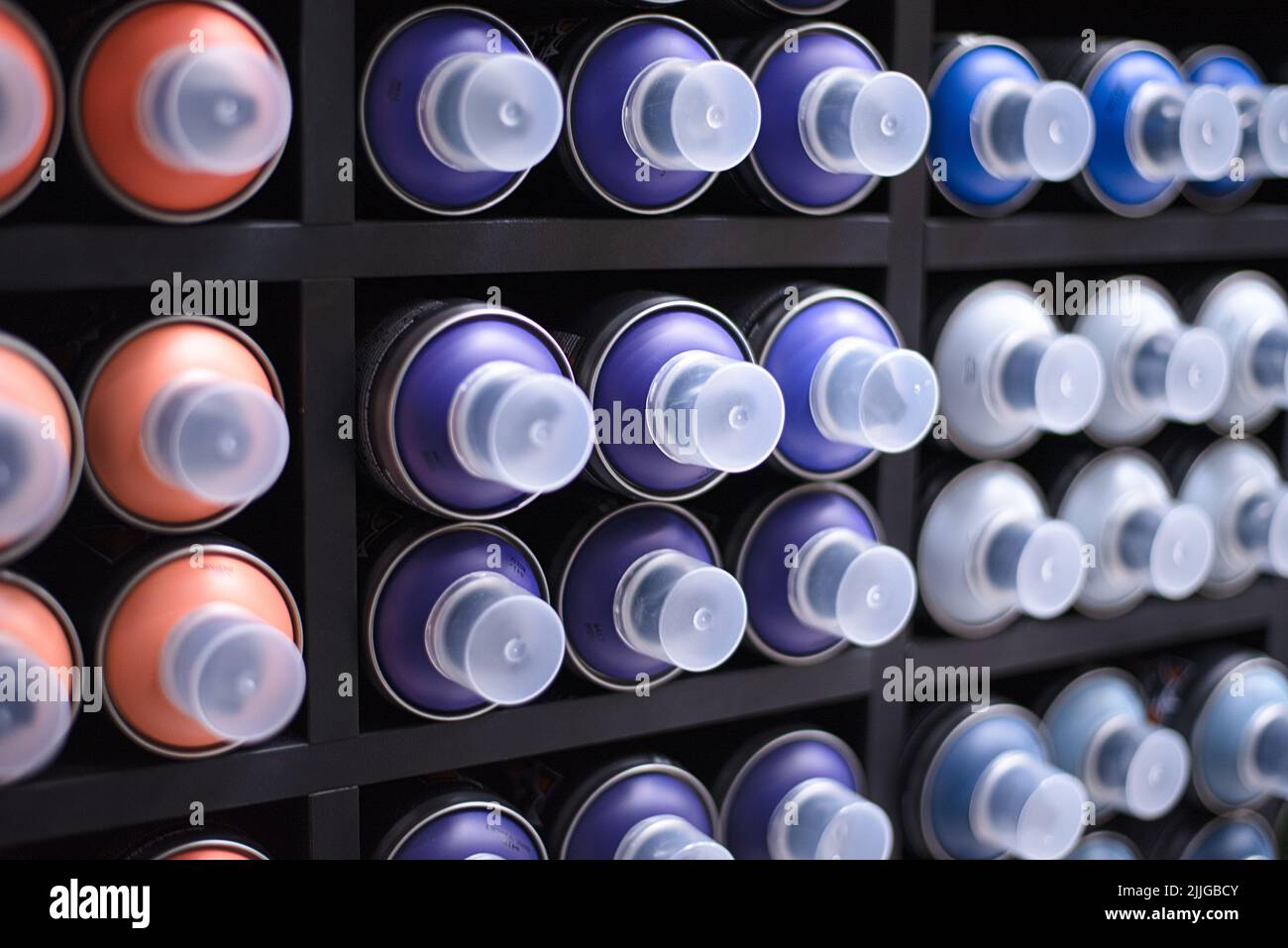 variety of color spray cans with paint. Spray cans of graffiti paints ...