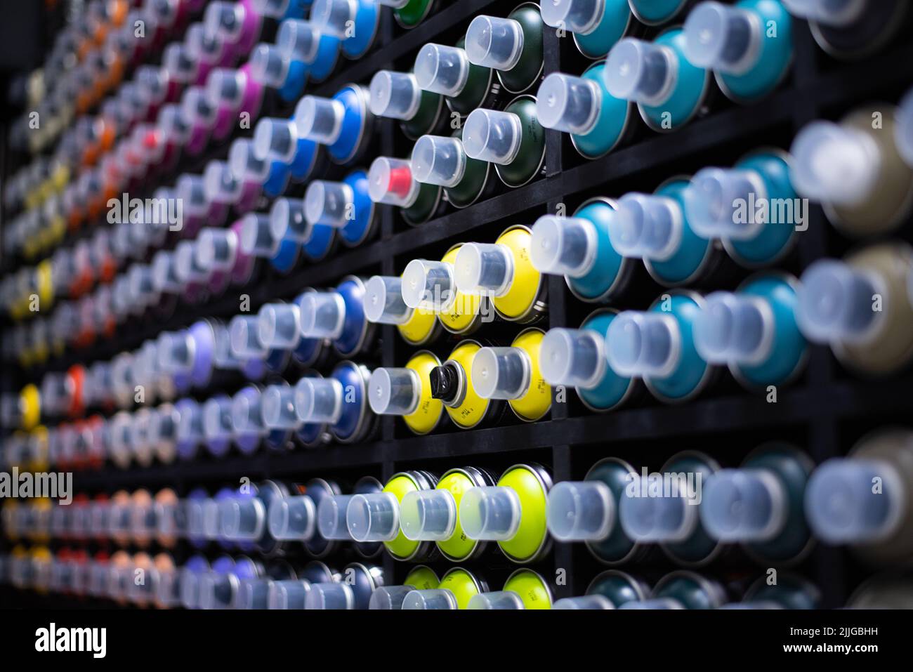 variety of color spray cans with paint. Spray cans of graffiti paints ...