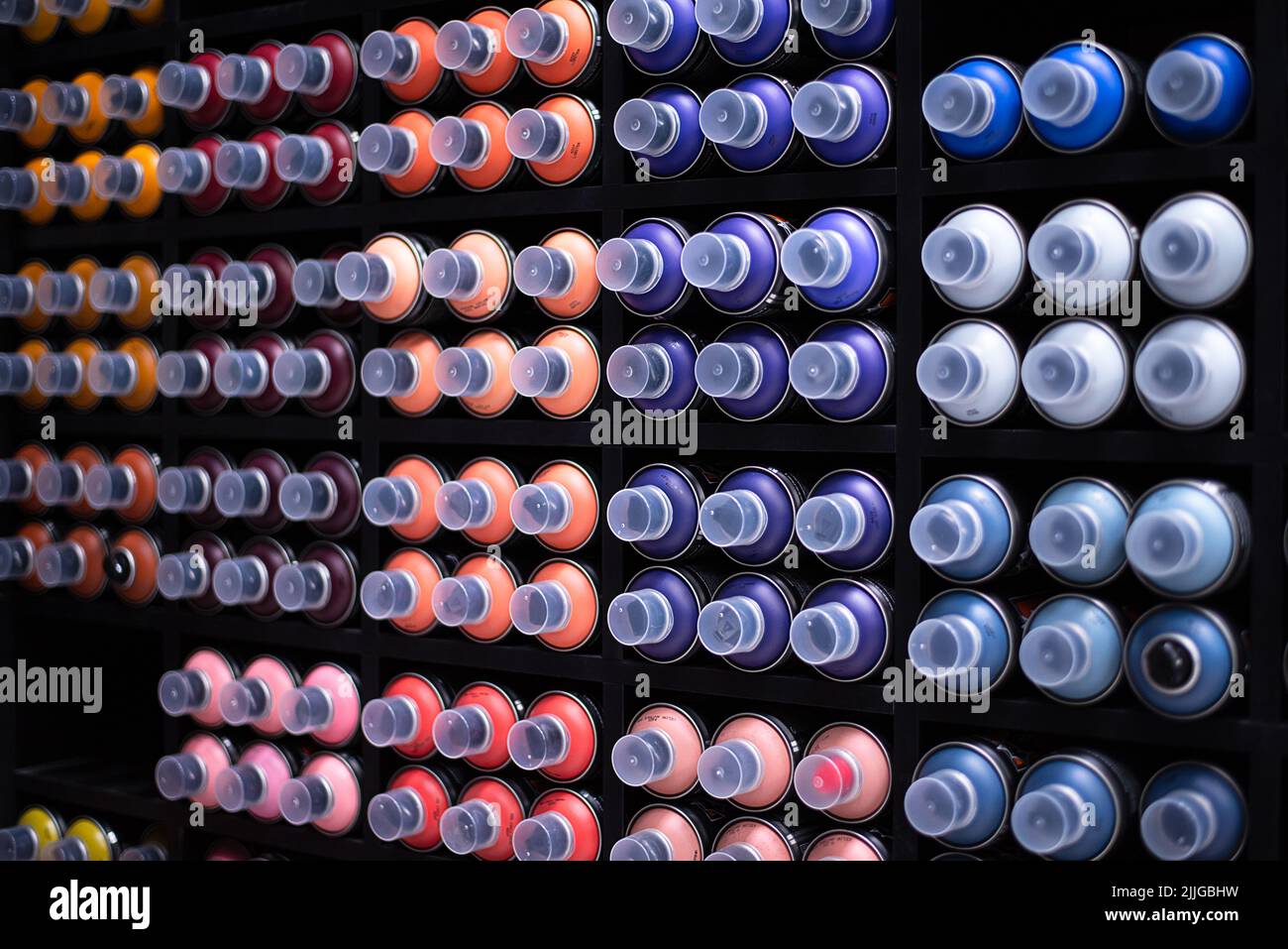 variety of color spray cans with paint. Spray cans of graffiti paints ...