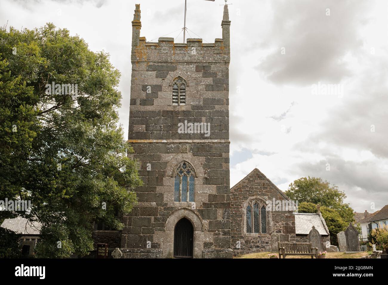 Exterior of St Mellanus Church, Mullion Stock Photo - Alamy