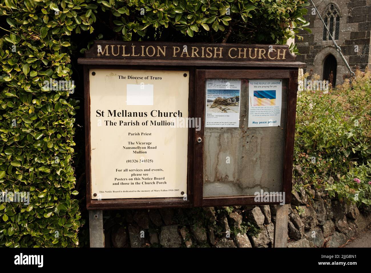 Exterior of St Mellanus Church, Mullion Stock Photo - Alamy