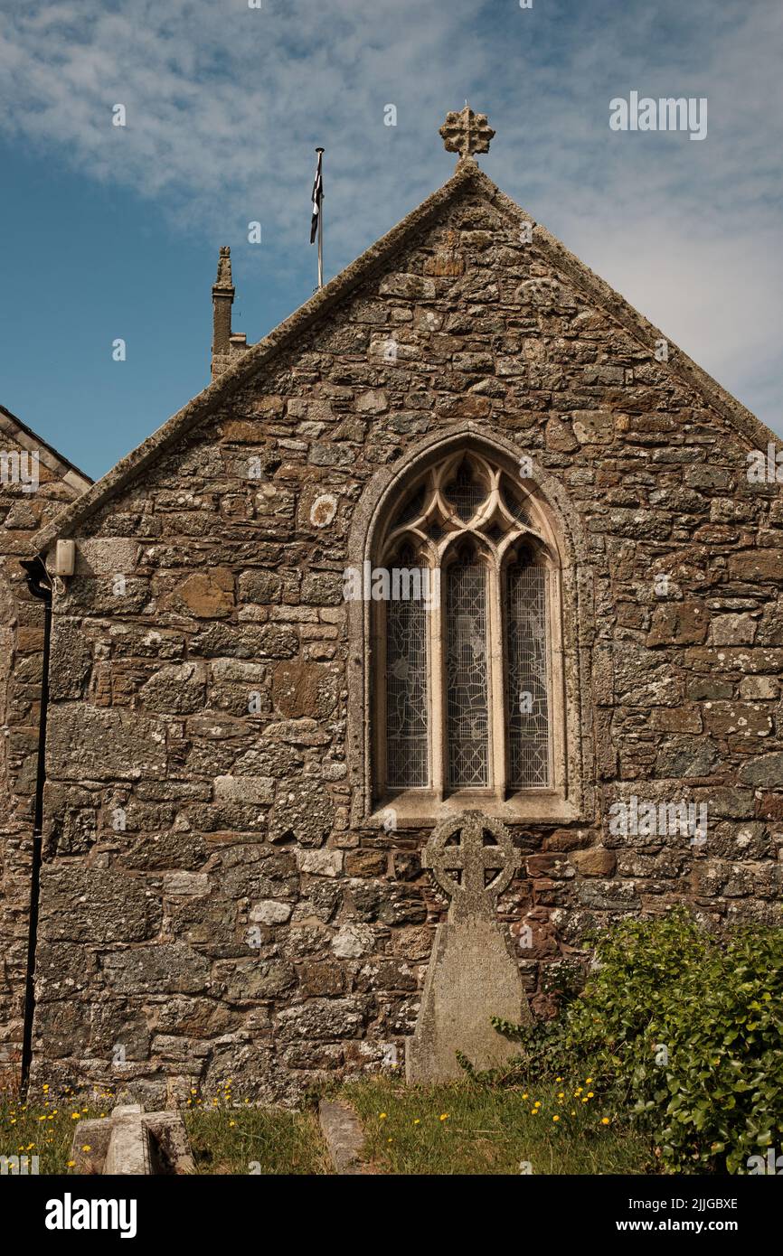 Exterior of St Mellanus Church, Mullion Stock Photo - Alamy
