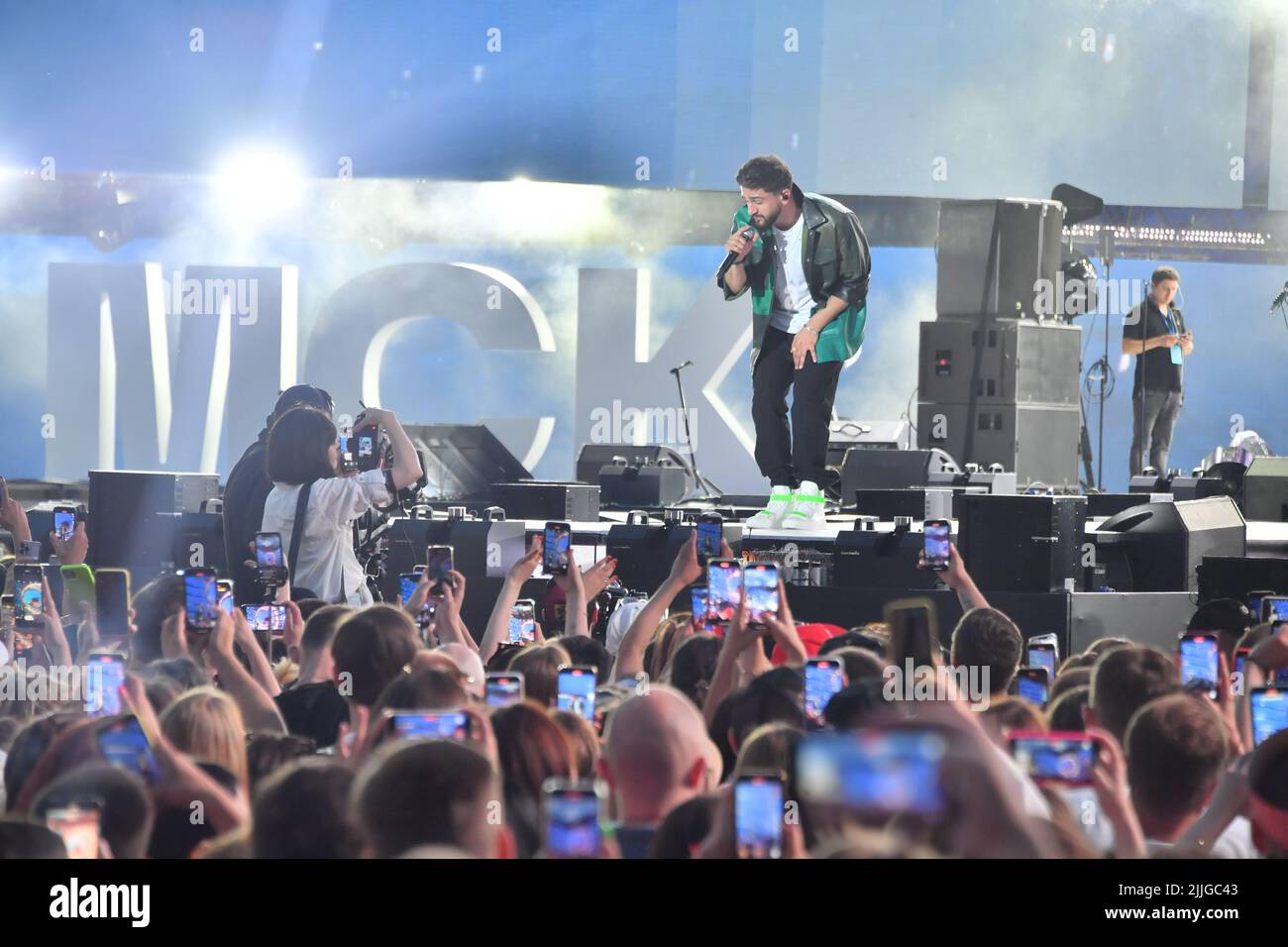 Moscow. The singer of Jony performs at the musical VK Fest festival in Gorky Park Stock Photo ...