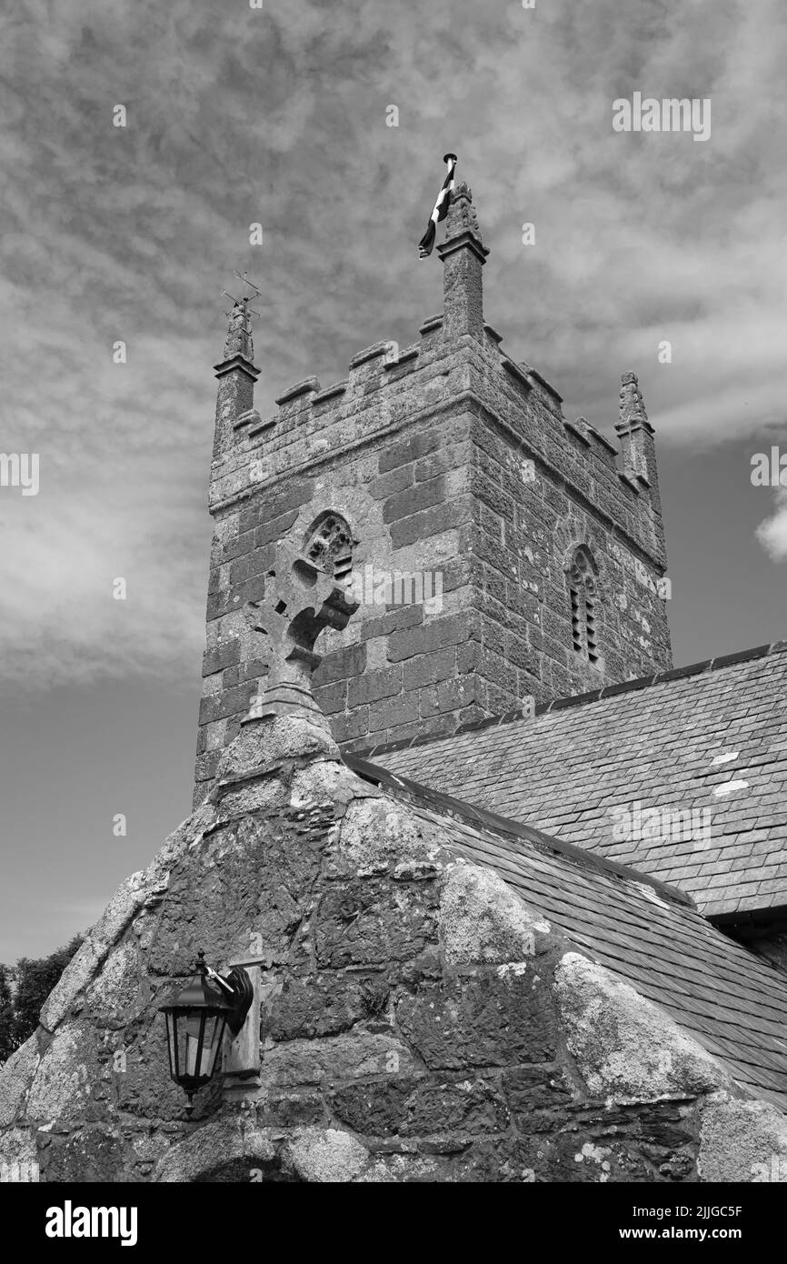Exterior of St Mellanus Church, Mullion Stock Photo - Alamy