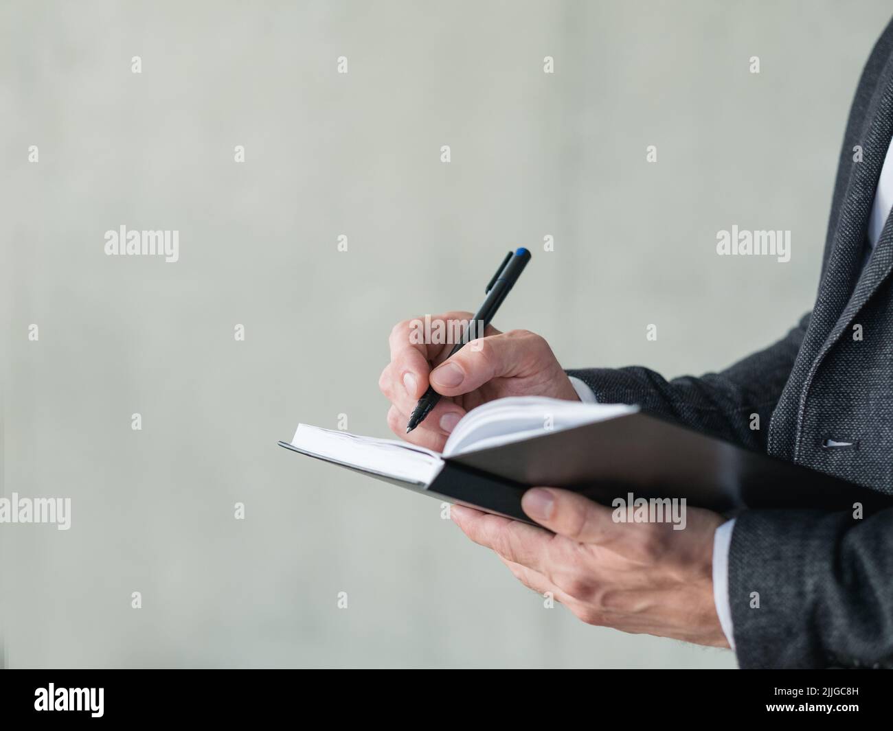 man write notepad agenda schedule business affair Stock Photo - Alamy