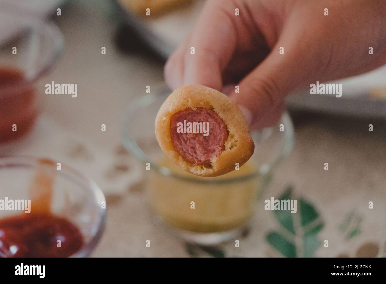 mini corn dog eated Stock Photo - Alamy