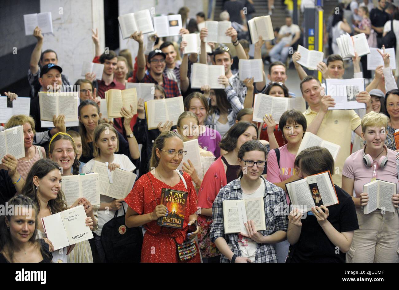 KYIV, UKRAINE - JULY 24, 2022 - Participants hold books at the ...