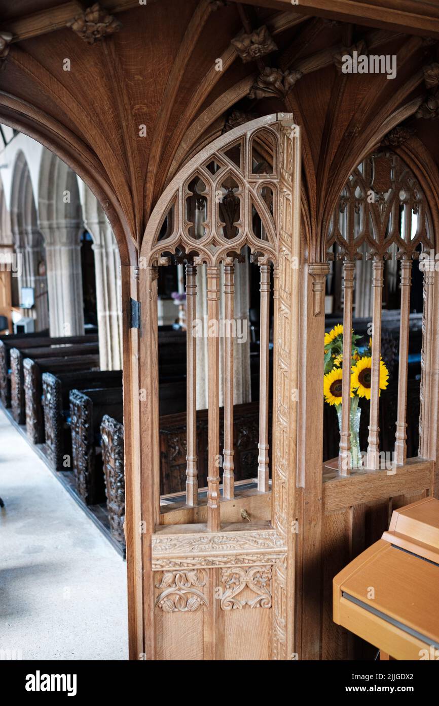 Interior of St Mellanus Church, Mullion Stock Photo - Alamy