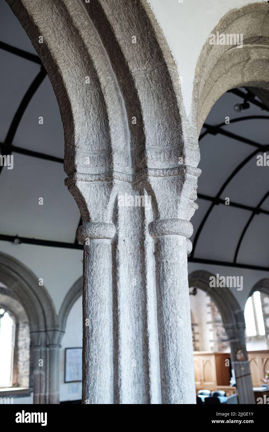 Interior of St Mellanus Church, Mullion Stock Photo - Alamy