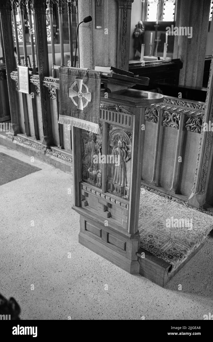 Interior of St Mellanus Church, Mullion Stock Photo - Alamy