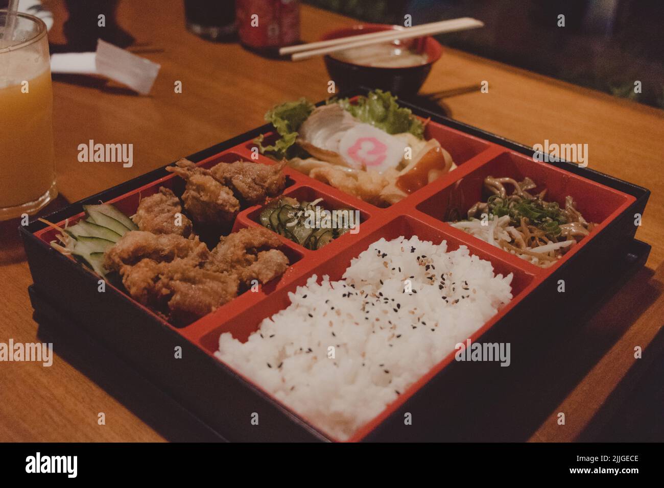Japanese rice box with salmon sashimi hi-res stock photography and ...