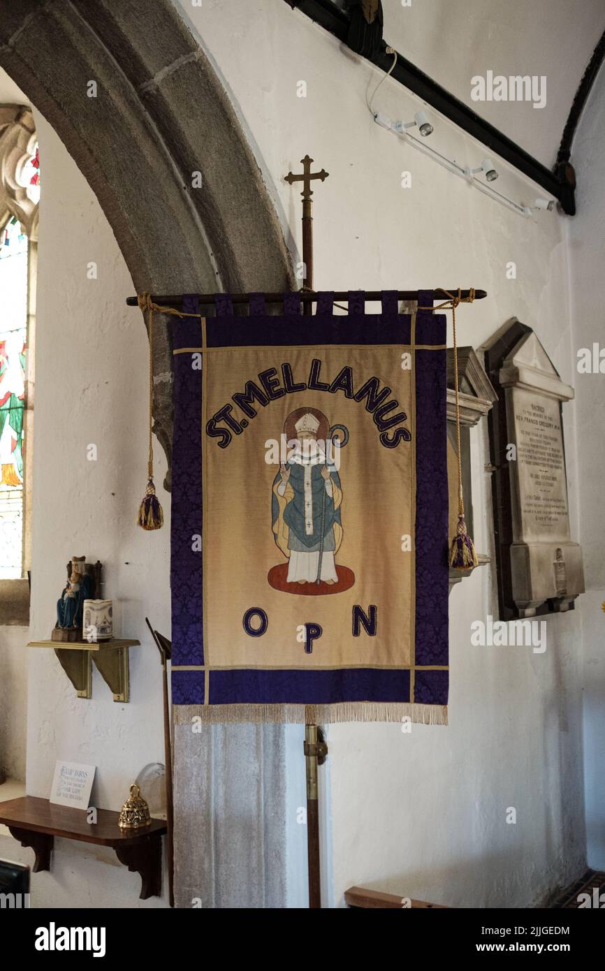 Interior of St Mellanus Church, Mullion Stock Photo - Alamy